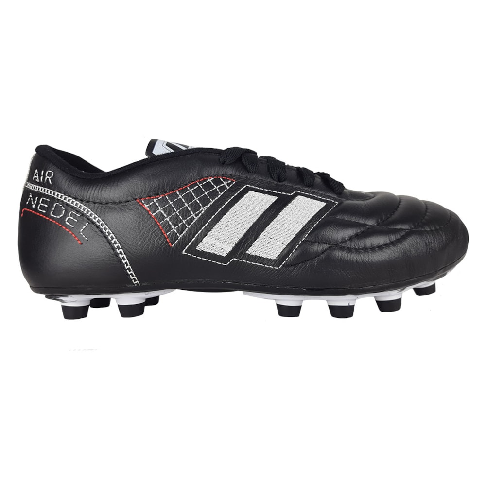 Chuteira de Campo Nedel Couro Solado PU Adulto Preto 43